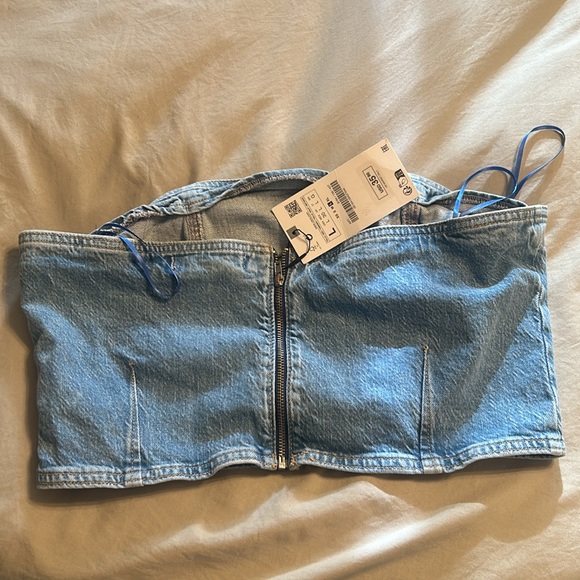 Zara | Tops | Zara Nwt Cropped Denim Tube Top | Poshmark